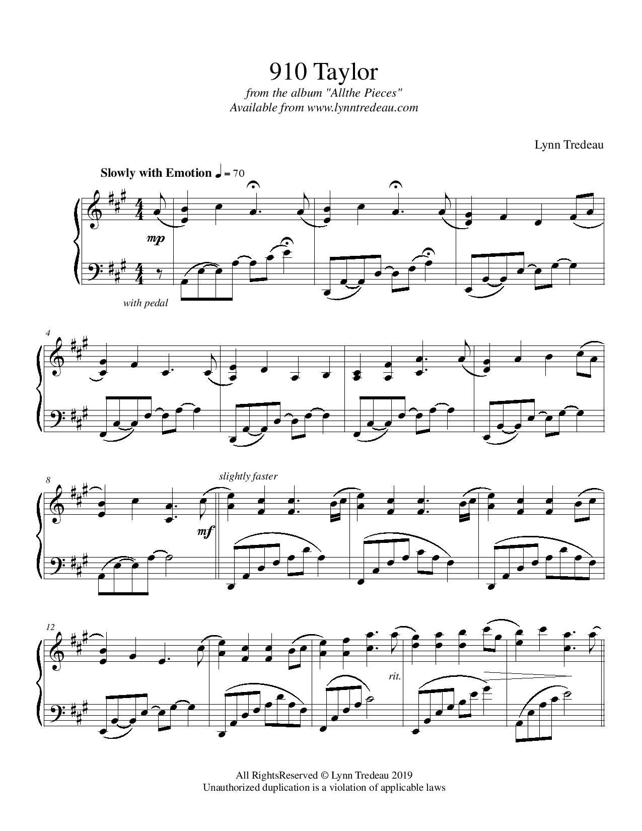 910 Taylor - (PDF Sheet Music) – Lynn Tredeau