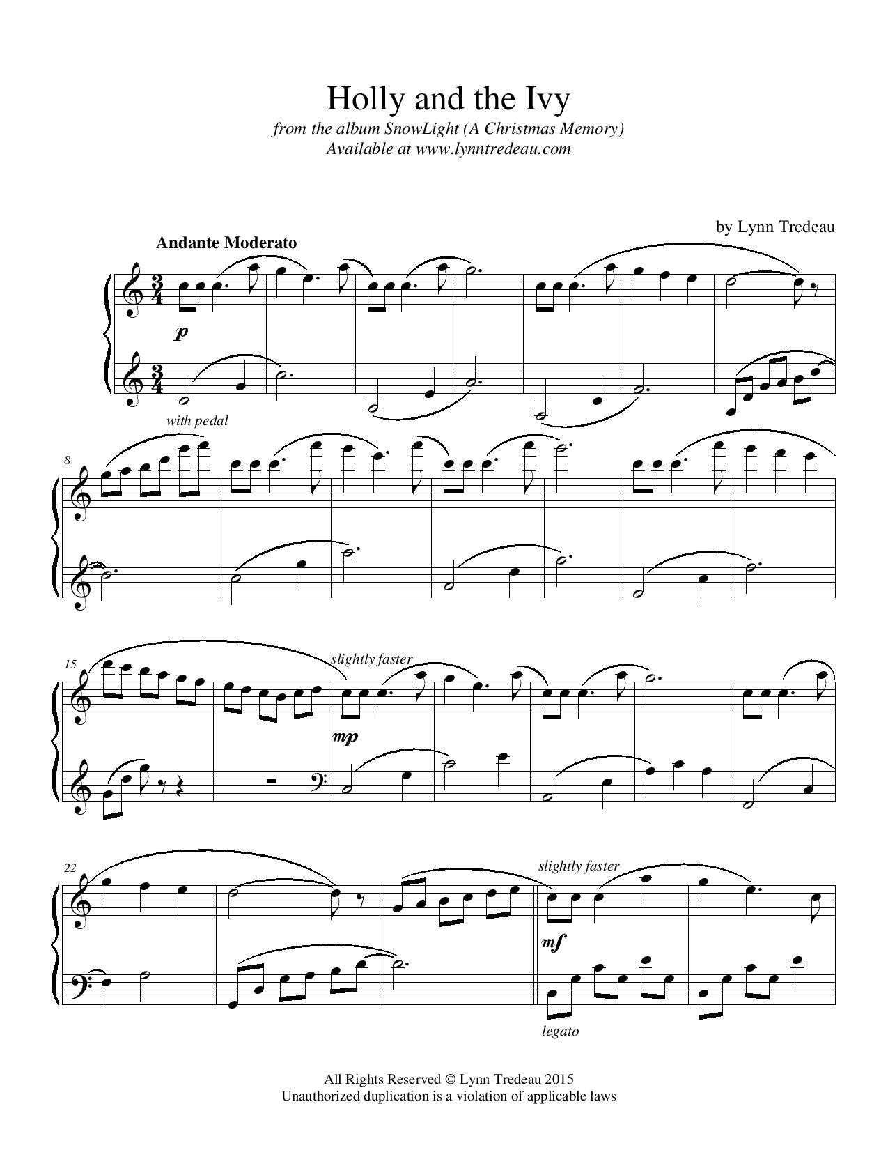 Holly and the Ivy - (PDF Sheet Music) – Lynn Tredeau