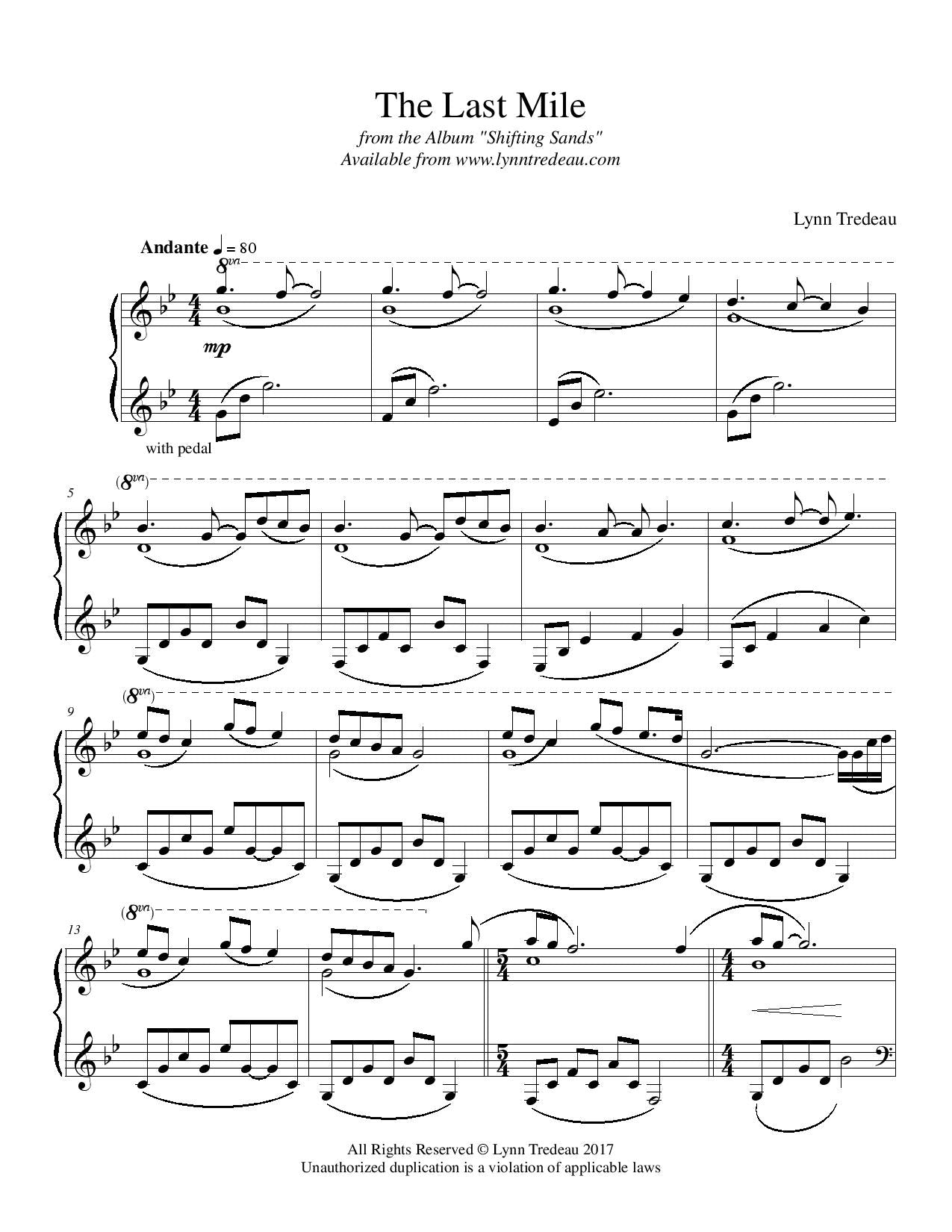 The Last Mile - (PDF Sheet Music) – Lynn Tredeau