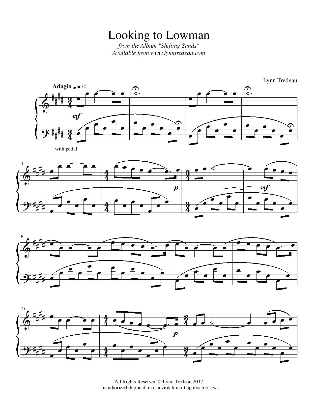 Looking to Lowman - (PDF Sheet Music) – Lynn Tredeau