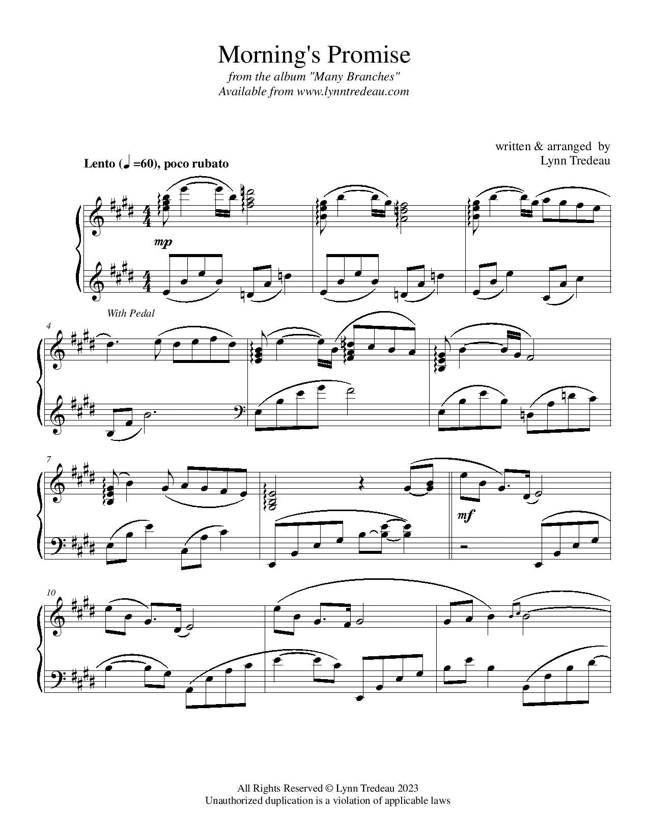Morning's Promise from Many Branches- (PDF Sheet Music) – Lynn Tredeau
