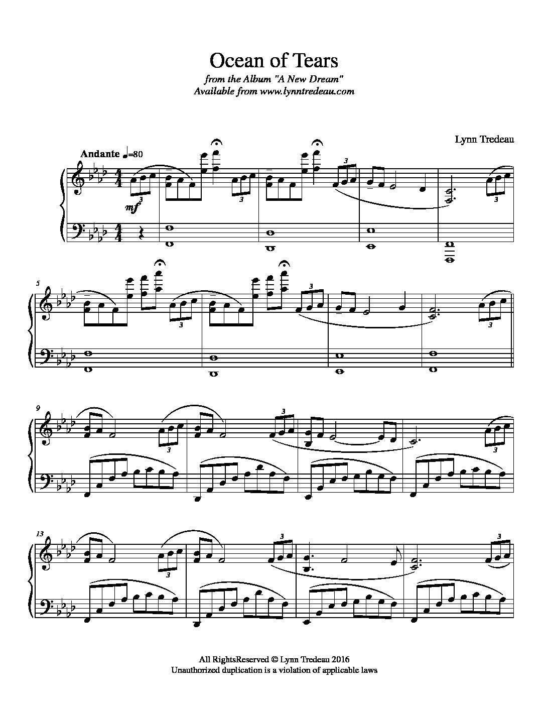 Ocean of Tears - (PDF Sheet Music) – Lynn Tredeau