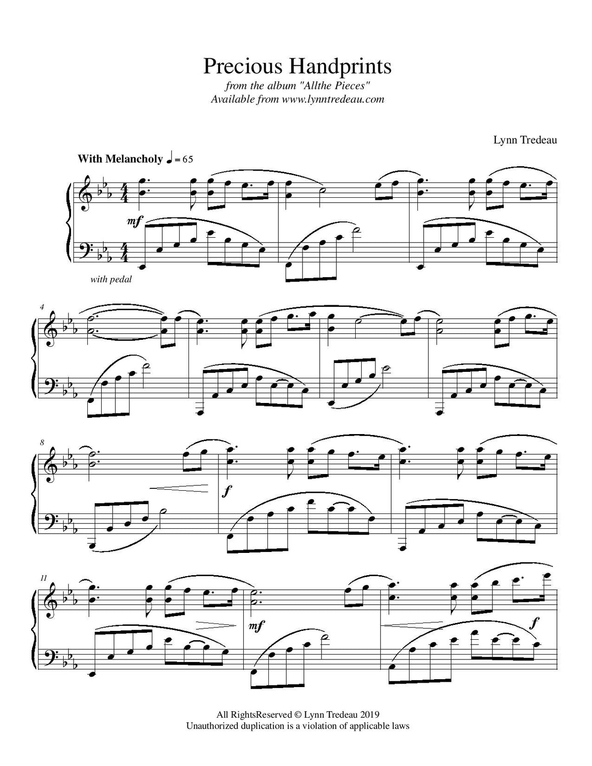 Precious Handprints - (PDF Sheet Music) – Lynn Tredeau